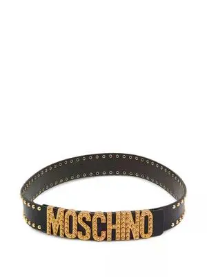 Moschino Embellished Logo Buckle Belt - Black