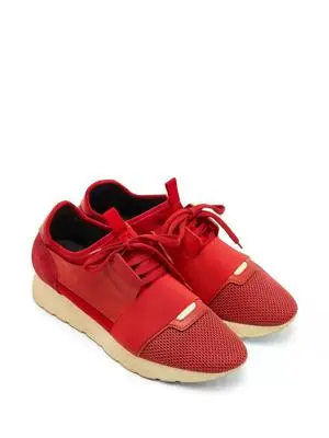 Balenciaga Mesh And Suede Lace-up Sneakers - Red
