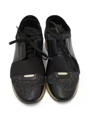 Balenciaga Glitter Race Runner Sneakers - Black