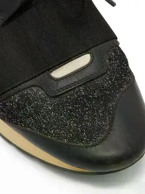 Balenciaga Glitter Race Runner Sneakers - Black