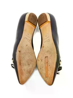 Dior Leather Bow Detail Pointed Toe Ballet Flats