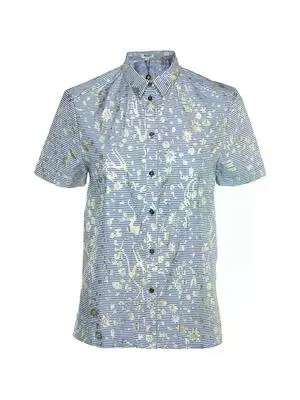 Kenzo Metallic Abstract Print Striped Shirt