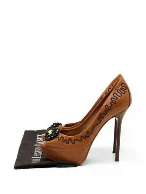 SERGIO ROSSI Embellished Peep-toe Pumps