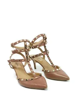 Valentino Garavani Rockstud Ankle-strap Pumps - Neutrals