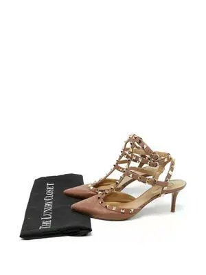 Valentino Garavani Rockstud Ankle-strap Pumps - Neutrals