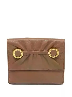 BVLGARI Engraved-ring Leather Wallet - Brown