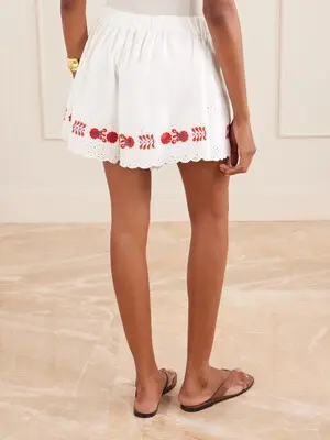 Sea Catharina Embroidered Cotton And Linen Shorts
