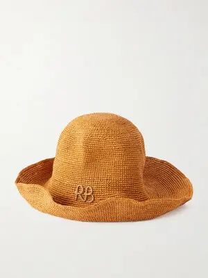 Ruslan Baginskiy Monogram Embellished Straw Bucket Hat - Neutrals