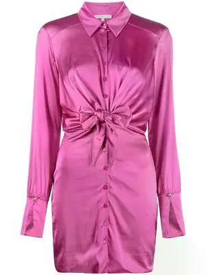 Patrizia Pepe Orchid High-shine Finish Front Knot Shirt Dress