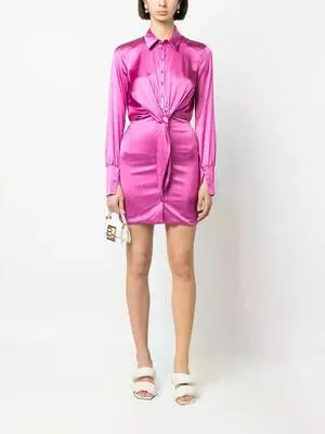 Patrizia Pepe Orchid High-shine Finish Front Knot Shirt Dress