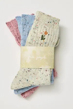 Free People Halcyon Heritage Sock Pack Set Of 3 - Garden Pack