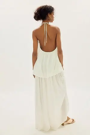 THIRD FORM Draped Halter Maxi Dress - Cloud