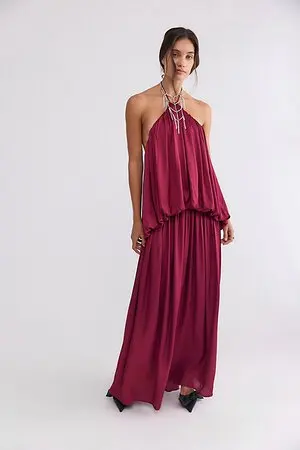 THIRD FORM Halterneck Maxi Dress - Wine