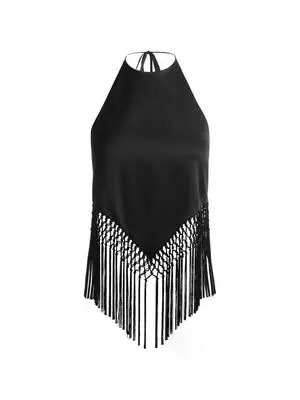 Alice + Olivia Greta Handkerchief Blouse With Fringe Trim