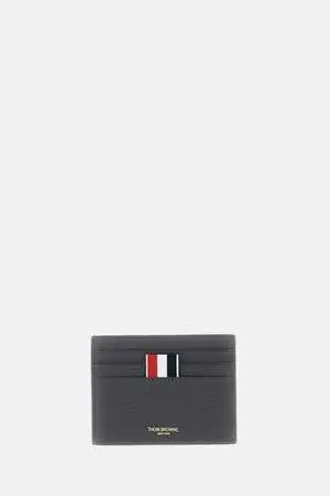 Thom Browne Porta Carte Pelle Soft Pebble Grain - Grigio