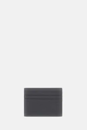Thom Browne Porta Carte Pelle Soft Pebble Grain - Grigio