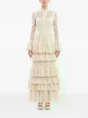 SAIID KOBEISY Ruffled Lace Maxi Dress