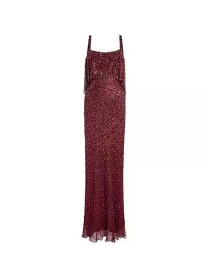 Jenny Packham Iris Sequin Embellished Dress - Red