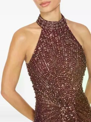 Jenny Packham Sequin-embellished Halterneck Gown