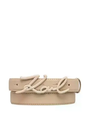Karl Lagerfeld K/signature Logo-plaque Leather Belt - Neutrals