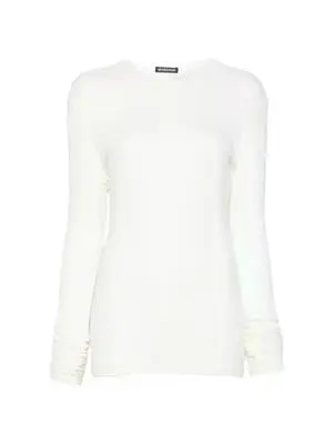 ANN DEMEULEMEESTER Ribbed Knit Crew Neck Long Sleeve Top
