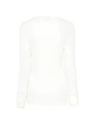 ANN DEMEULEMEESTER Ribbed Knit Crew Neck Long Sleeve Top