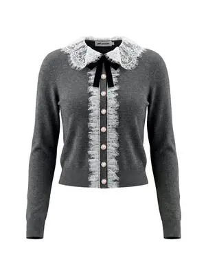 SELF-PORTRAIT Lace-collar Bow-detail Cardigan