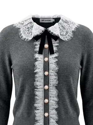 SELF-PORTRAIT Lace-collar Bow-detail Cardigan