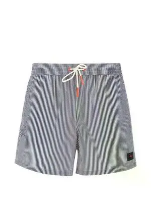 Peuterey Striped Crinkled Finish Swim Shorts - Blue