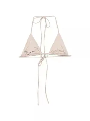 Frankies Bikinis Nick Ruffled Triangle Bikini Top - Neutrals