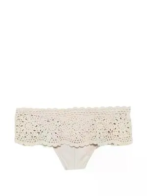 Frankies Bikinis Shelly Crochet-knit Ruffled Bikini Bottoms