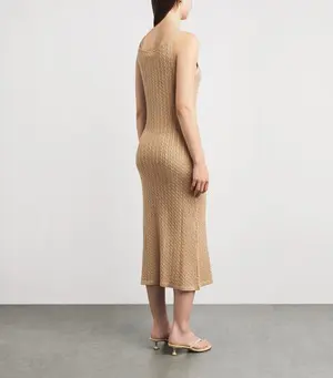 Soft Goat Silk-cashmere Cable-knit Midi Dress - Brown