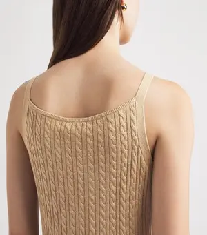 Soft Goat Silk-cashmere Cable-knit Midi Dress - Brown