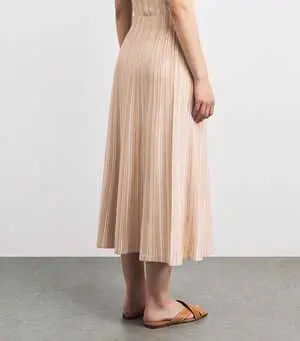 Soft Goat Silk-cashmere Midi Skirt With Stripes