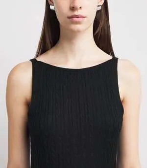 Soft Goat Sleeveless Silk-cashmere Cable-knit Midi Dress - Black