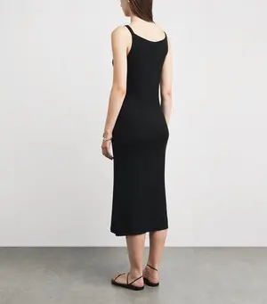 Soft Goat Sleeveless Silk-cashmere Cable-knit Midi Dress - Black