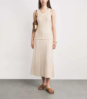 Soft Goat Silk-cashmere Textured Stripe Tank Top