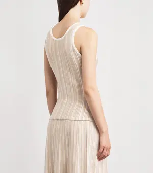 Soft Goat Silk-cashmere Textured Stripe Tank Top