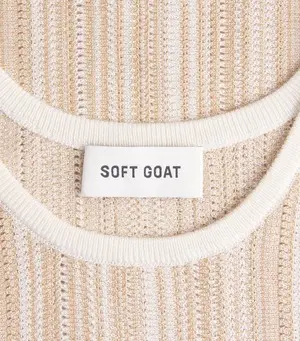 Soft Goat Silk-cashmere Textured Stripe Tank Top