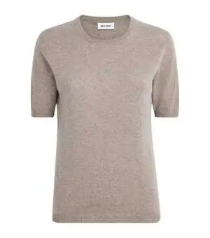 Soft Goat Cashmere Short-sleeve Sweater - Grey