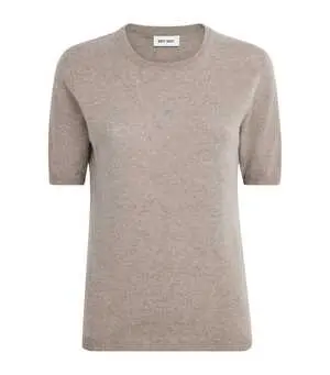 Soft Goat Cashmere Short-sleeve Sweater - Grey