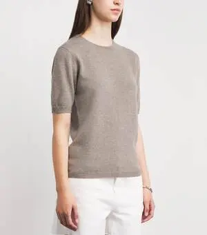 Soft Goat Cashmere Short-sleeve Sweater - Grey