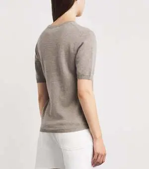 Soft Goat Cashmere Short-sleeve Sweater - Grey