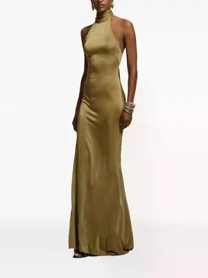 Ralph Lauren Kelsie Metallic Jersey Halterneck Maxi Dress