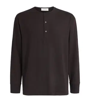 Studio Nicholson Wool Henley T-shirt - Black