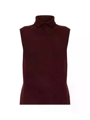 JIL SANDER Ribbed Knit High Neck Vest - Red
