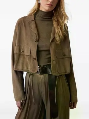 Ralph Lauren Cropped Lamb-suede Jacket - Brown