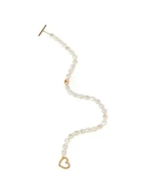 Maje Heart Charm Faux Pearl Necklace