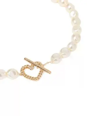Maje Heart Charm Faux Pearl Necklace