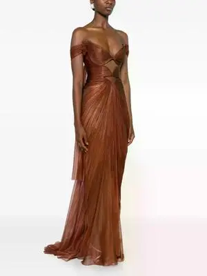 MARIA LUCIA HOHAN Catarina Plissé-effect Maxi Dress